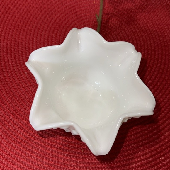 Fenton | Accents | Vintage Fenton Hobnail Milk Glass 6 Point Ruffle ...